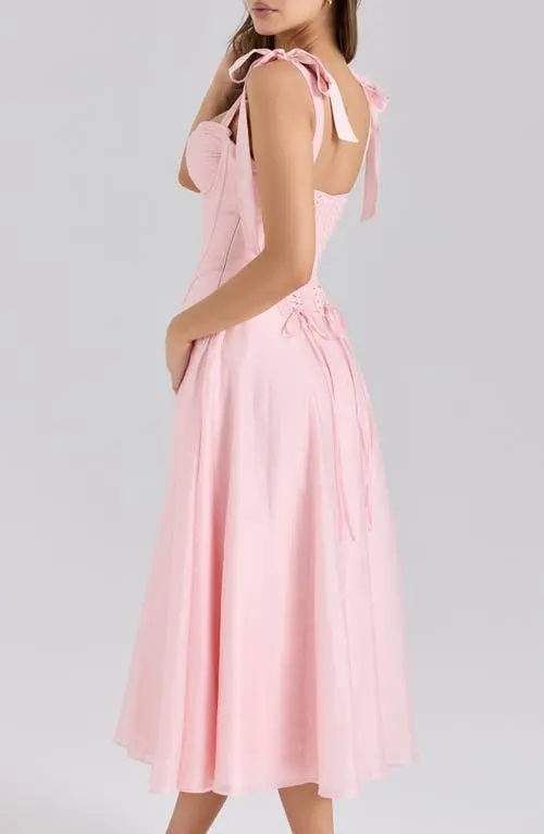 House Of Cb Leia Tie Strap Corset Midi Dress