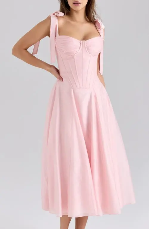 House Of Cb Leia Tie Strap Corset Midi Dress