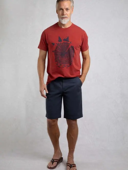 WEIRD FISH Rayburn Flat Front Shorts - Navy