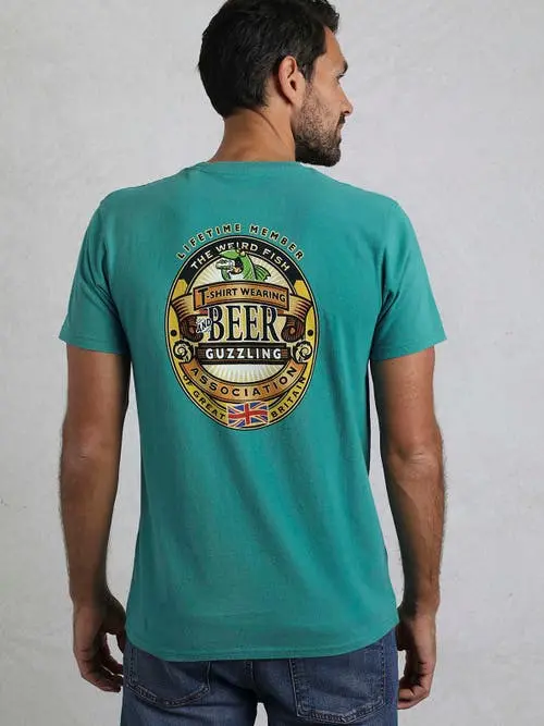WEIRD FISH Beer Guzzling Back Print Artist T-shirt - Viridis