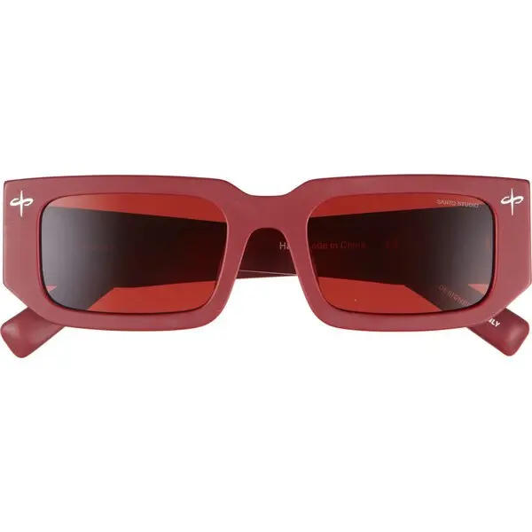 SANTO STUDIO Palermo Polarized Rectangle Sunglasses - Merlot Jett Lawrence Edition