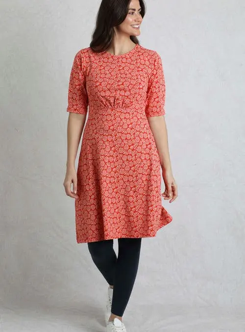 WEIRD FISH Cassandra Jersey Swing Dress - Crimson