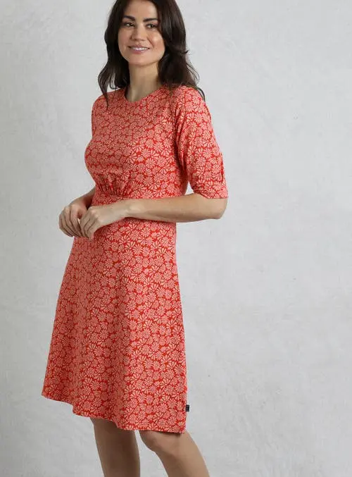 WEIRD FISH Cassandra Jersey Swing Dress - Crimson