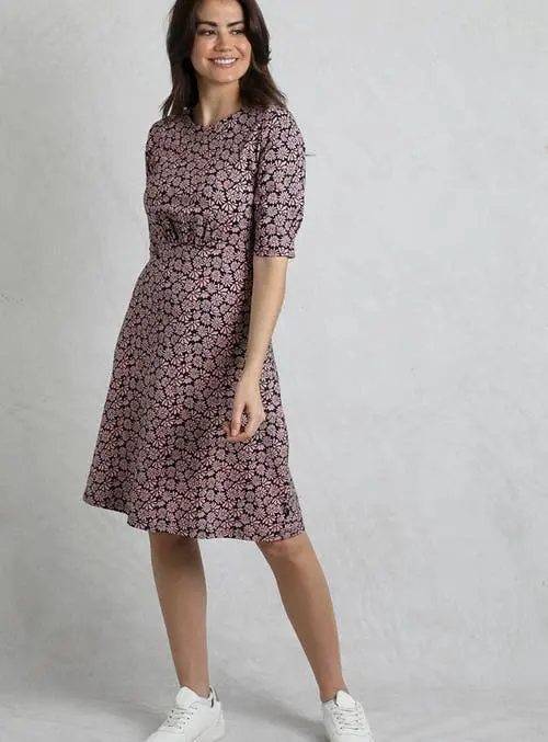 WEIRD FISH Cassandra Jersey Swing Dress - Tea Rose