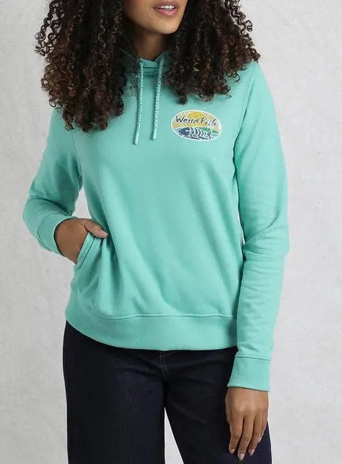 WEIRD FISH Back Print Popover Hoodie - Aqua Marine