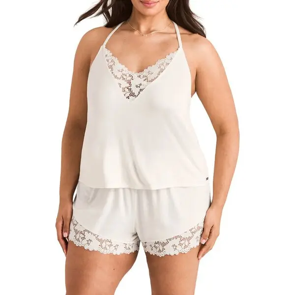 ADORE ME Jacky Pajama Cami & Shorts Set - Light White