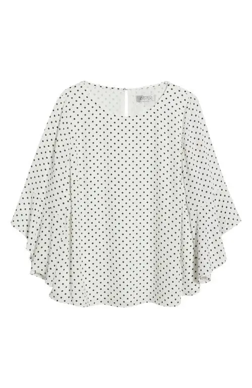 KASPER Ruffle Sleeve Top - White/ Black