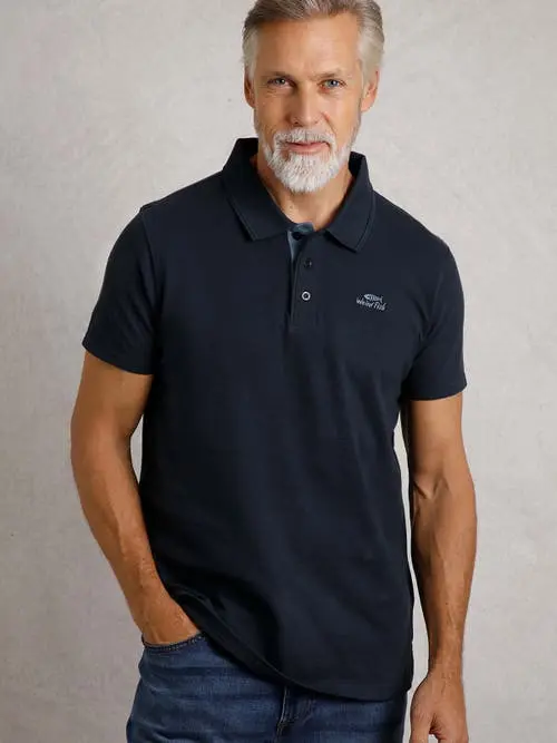WEIRD FISH Miles Pique Polo - Navy