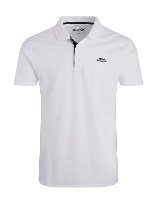 WEIRD FISH Miles Pique Polo - White