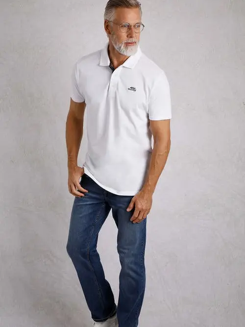 WEIRD FISH Miles Pique Polo - White