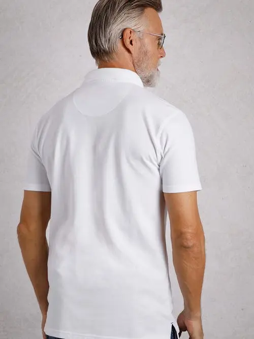 WEIRD FISH Miles Pique Polo - White