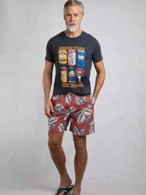 WEIRD FISH Belukha Printed Swim Shorts - Paprika