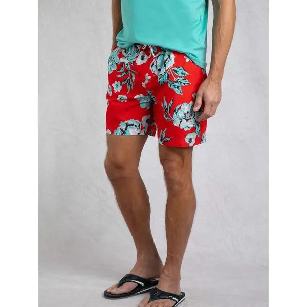WEIRD FISH Belukha Printed Swim Shorts - Retro Red