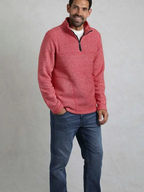 WEIRD FISH Laramie 1/4 Zip Fleece - Tango Red
