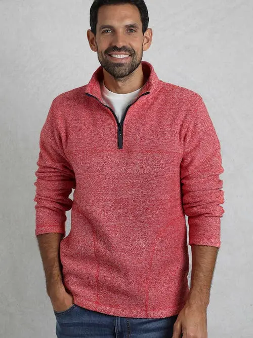 WEIRD FISH Laramie 1/4 Zip Fleece - Tango Red