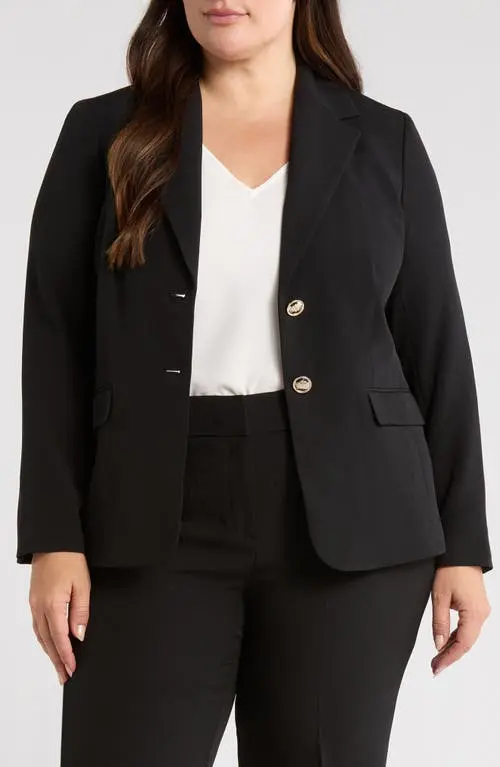 KASPER Stretch Crepe Two-button Blazer - Black