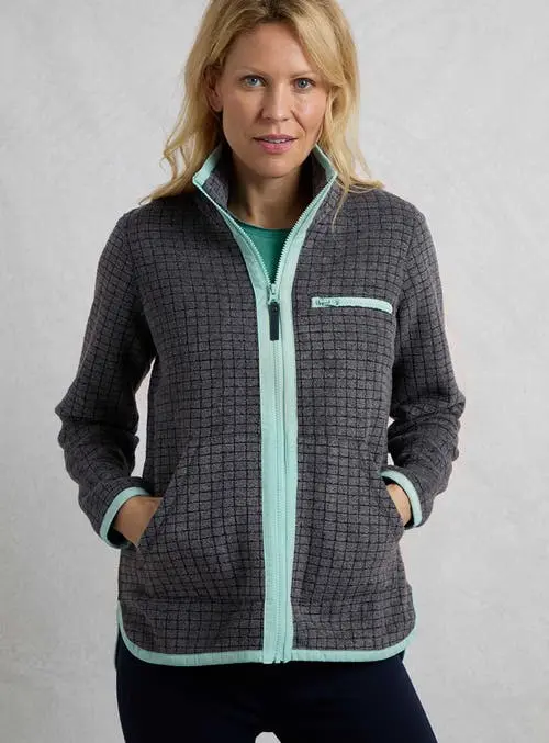 WEIRD FISH Tilly 1/4 Zip Grid Fleece - Navy