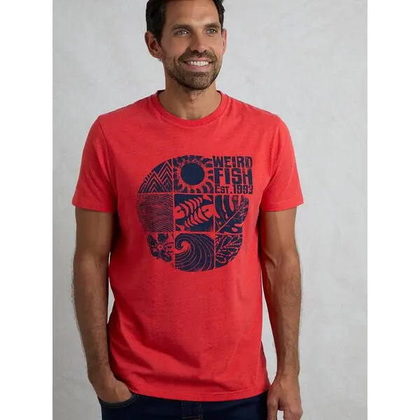 WEIRD FISH Summer Sector Graphic T-shirt - Retro Red