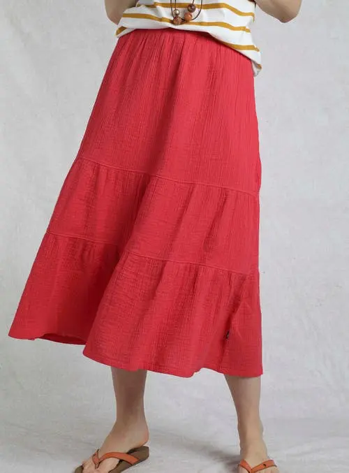 WEIRD FISH Lathika Tiered Midi Cotton Skirt
