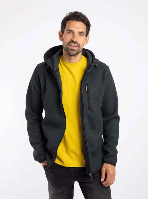 WEIRD FISH Lockie Full Zip Bonded Fleece Hoodie - Washed Black