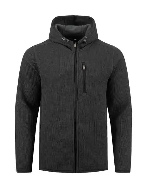 WEIRD FISH Lockie Full Zip Bonded Fleece Hoodie - Washed Black