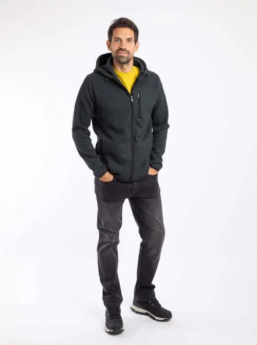 WEIRD FISH Lockie Full Zip Bonded Fleece Hoodie - Washed Black