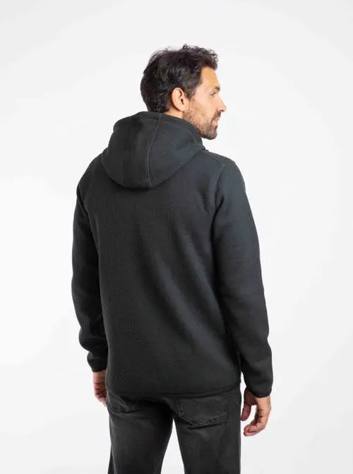WEIRD FISH Lockie Full Zip Bonded Fleece Hoodie - Washed Black