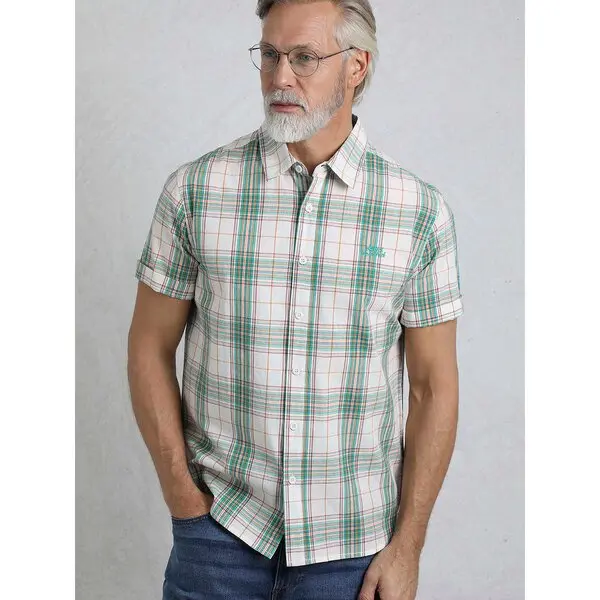 WEIRD FISH Judd Short Sleeve Check Shirt - Viridis