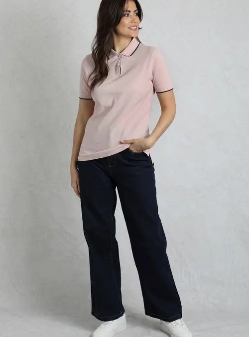 WEIRD FISH Pammie Pique Polo Shirt - Pink