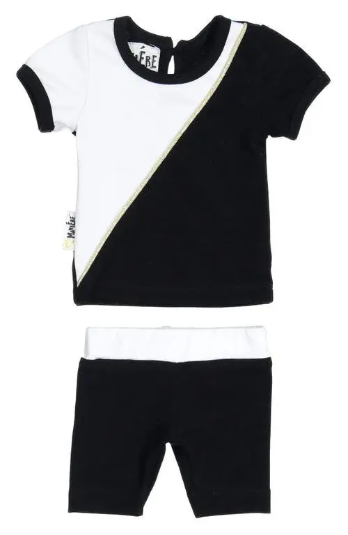 MANIÈRE Colorblock T-shirt & Shorts Set - Black