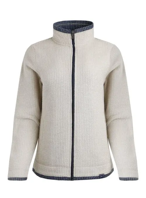 WEIRD FISH Ariana Full Zip Grid Fleece - Ecru