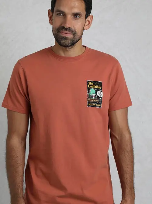 WEIRD FISH Codfather Heritage Wash Artist T-shirt - Baked Clay