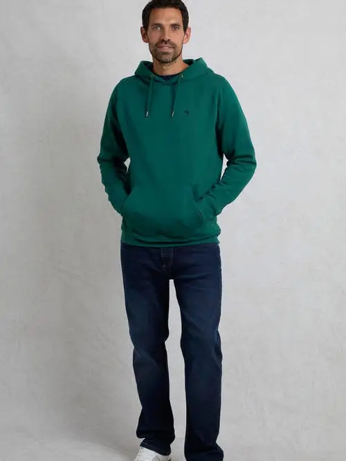 WEIRD FISH Hugo Branded Popover Hoodie - Forest Green