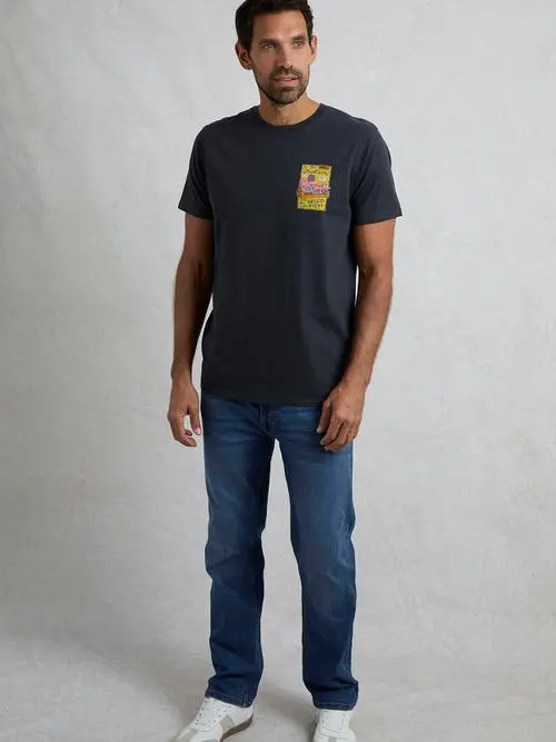 WEIRD FISH Shrimpsons Back Print Artist T-shirt - Navy