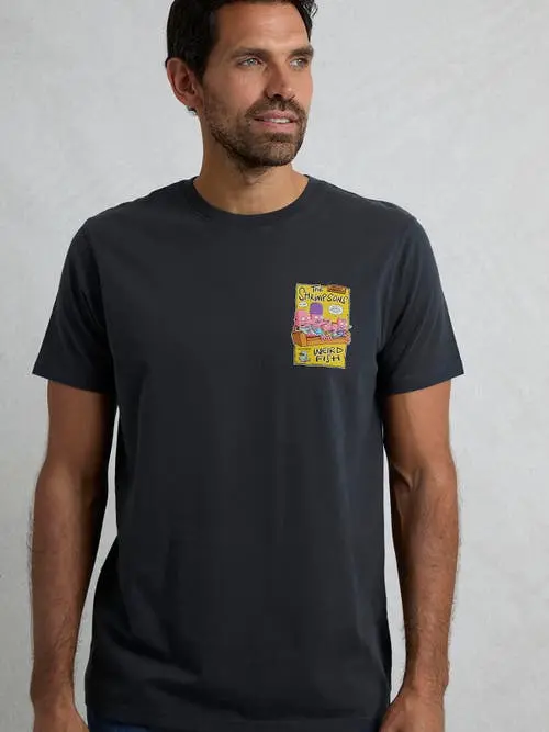 WEIRD FISH Shrimpsons Back Print Artist T-shirt - Navy