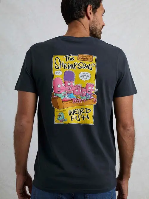 WEIRD FISH Shrimpsons Back Print Artist T-shirt - Navy