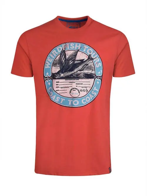 WEIRD FISH Coasting Front Print Graphic T-shirt - Retro Red