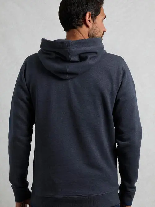 WEIRD FISH Bryant Graphic Popover Hoodie - Dark Navy