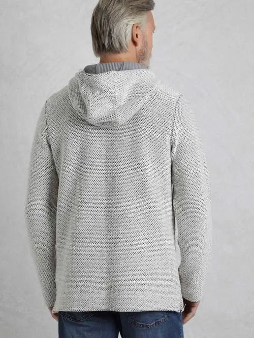 WEIRD FISH Button Neck Hooded Fleece - Ecru