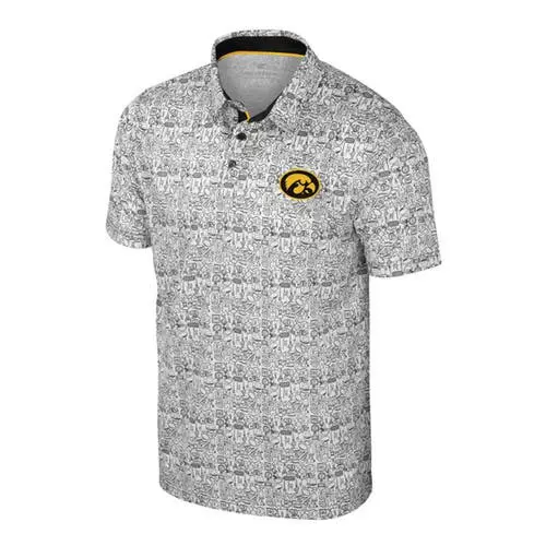 COLOSSEUM White Iowa Hawkeyes Big & Tall Allover Polo