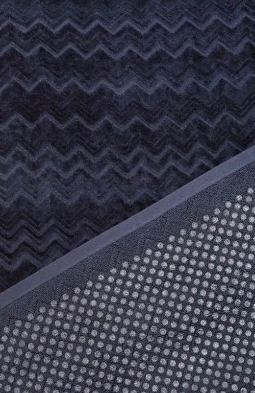 Missoni Chalk 60x90 Cm Cotton Zigzag Bath Mat - Blue