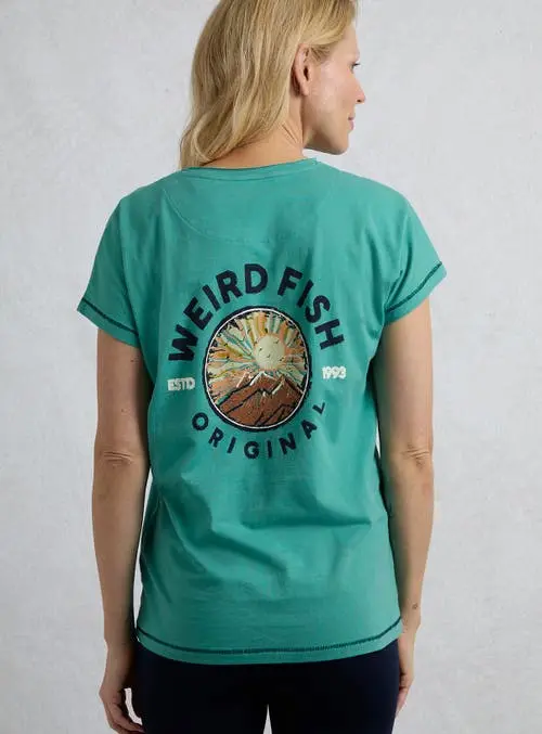 WEIRD FISH Sunset Summit Graphic T-shirt - Dark Jade