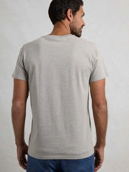 WEIRD FISH Hudson Front Print Branded T-shirt - Grey Marl