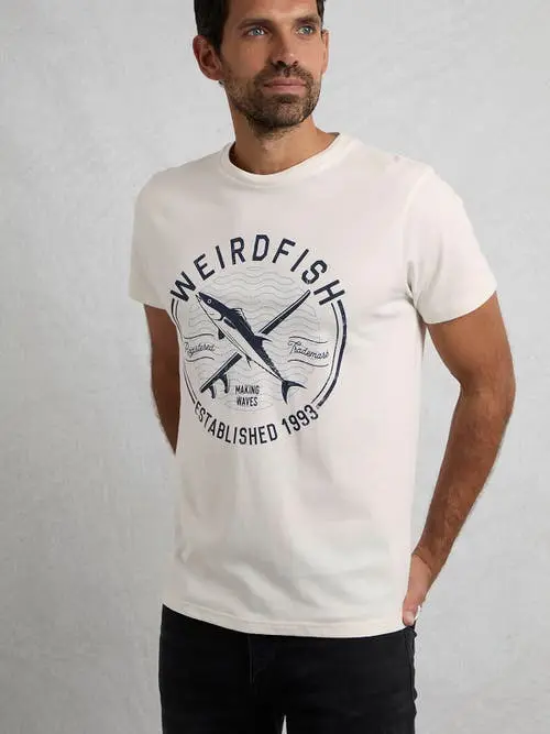 WEIRD FISH Hudson Front Print Branded T-shirt - White