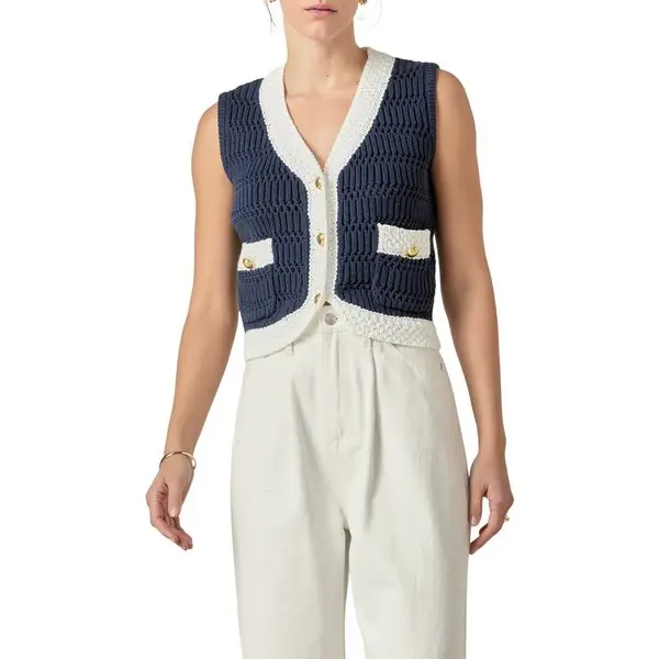 English Factory Cropped Sweater Vest