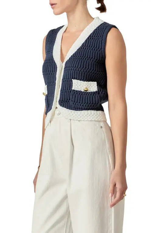 English Factory Cropped Sweater Vest