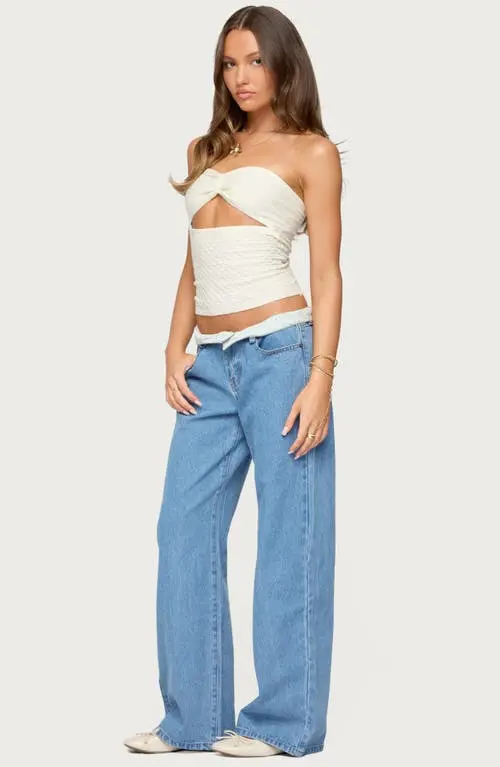 EDIKTED Cutout Strapless Knit Top