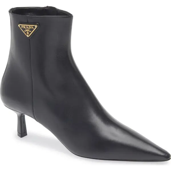 Prada Pointed Toe Kitten Heel Bootie