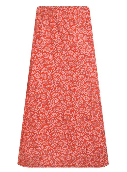 WEIRD FISH Printed Jersey Midi Skirt - Crimson