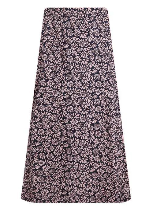 WEIRD FISH Printed Jersey Midi Skirt - Tea Rose